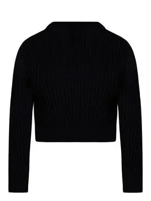 KNOWN SUPPLY Cropped Ribbed Sweater - Black