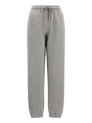 Moncler Straight Leg Drawstring Trousers With Rhinestone Logo - Grey