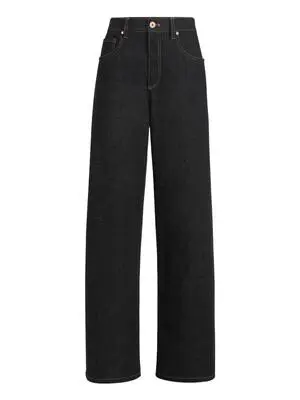 Brunello Cucinelli Loose Barrel Trousers With Monili - Black