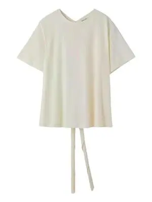 RECTO Open-back Scarf Detail T-shirt - Neutrals