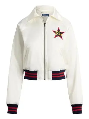 Ralph Lauren Long-sleeved Zip-up Jacket With Star Detail - White Sand