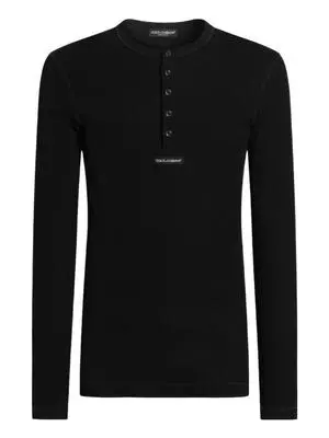 Dolce & Gabbana Serafino Jersey T-shirt With Logo - Black