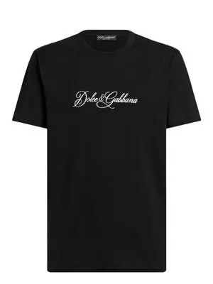 Dolce & Gabbana Dolce  Gabbana Logo Embroidered Short-Sleeved T-Shirt Black