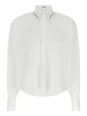 Brunello Cucinelli Monile Trim Cropped Shirt - No