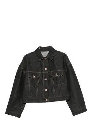 Brunello Cucinelli Cropped Contrast-stitch Denim Jacket - Black