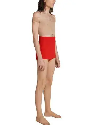 ROT Button-fastening Pin-up Shorts - Red