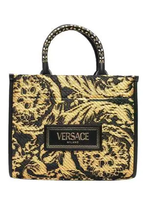 Versace Barocco Athena Raffia Tote Bag - Gold