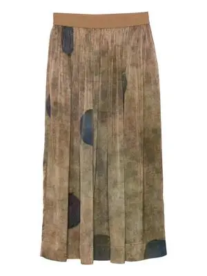 UMA WANG Polka Dot Pleated Midi Skirt - Brown