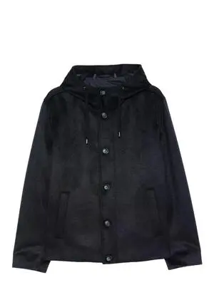 Herno Hooded Button-fastening Jacket - Blue