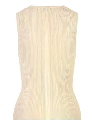 Peserico Ribbed Knit V-neck Sleeveless Top - Neutrals