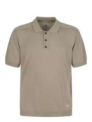 C.P. COMPANY Logo-patch Knitted Polo Shirt - Grey