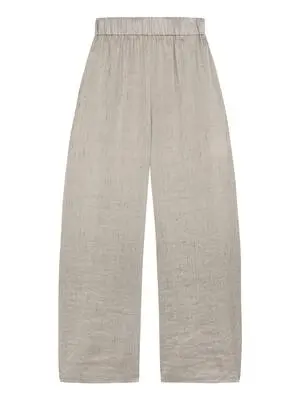 CORTANA Sal Linen-blend Mid-rise Wide-leg Pants - Olive