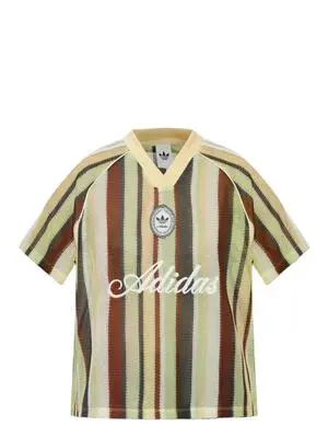 Adidas Striped Logo-embroidered T-shirt - Yellow