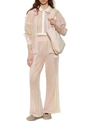 Adidas Striped Mesh Trousers With Logo Patch - Pink