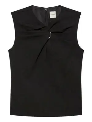 Calvin Klein Crepe-texture Sleeveless Top With Twist Detail - Black