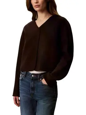 Calvin Klein V-neck Cropped Jacket - Brown