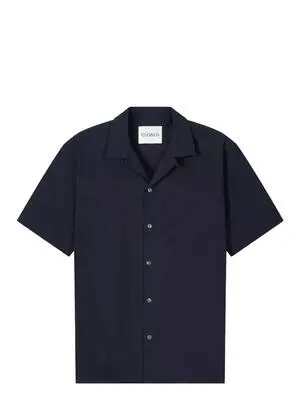 Closed Seersucker Short-sleeved Shirt - Blue