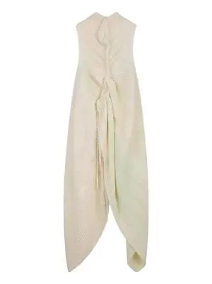 Issey Miyake Plissé-effect V-neck T-shirt - Neutrals