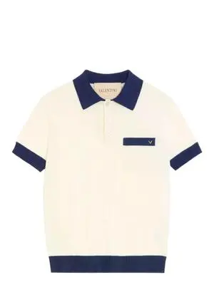 Valentino Garavani Cotton Polo With Vgold - Neutrals