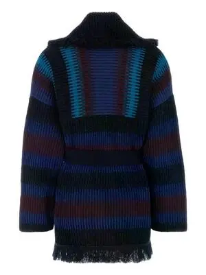 ALANUI X SUICOKE Striped Cardigan With Fringe Trim - Blue