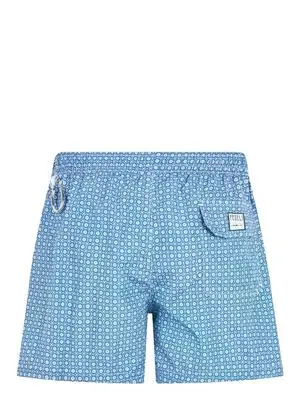 Fedeli Geometric Print Swim Shorts - Blue