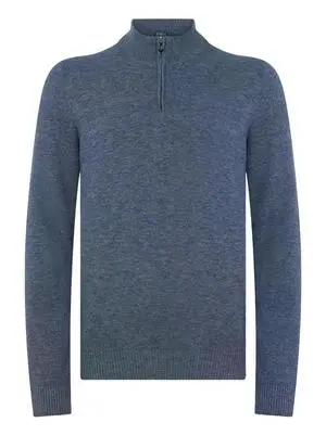 Fedeli Quarter-zip Long-sleeve Sweater - Blue