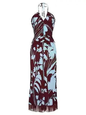 Cara Cara Shelter Island Floral-print Ruched Midi Dress - Red