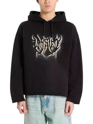 WASTED Logo Print Hoodie - Black