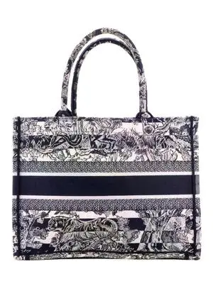 Dior Christian Dior Book Embroidered Canvas Medium Tote Bag Blue