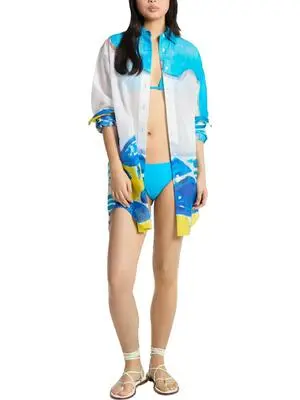 Michael Kors Abstract Print Shirt Dress - Blue