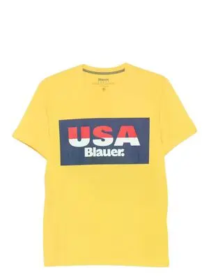 BLAUER. Logo-print Short-sleeve T-shirt - Yellow