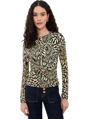 Ulla Johnson Paradis Ruched Long Sleeve Top - Celestite