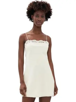Posse Darya Mini Dress With Scalloped Lace Trim - Cream