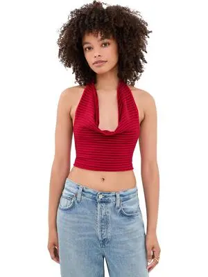Frankies Bikinis Briar Cloud Knit Halter Top - Spring Stripe