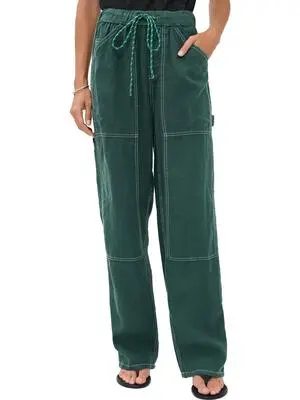 Rag & Bone Atlas Linen Wide Leg Pants - Forest