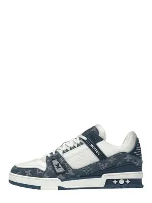 LOUIS VUITTON Trainer Low Monogram Denim Sneakers - White/blue
