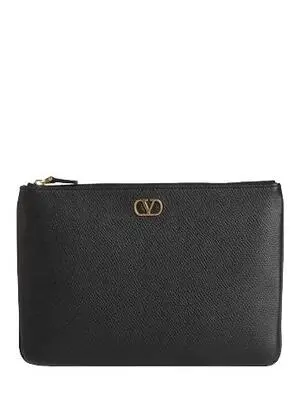 Valentino Garavani Pebbled-leather Clutch - Black