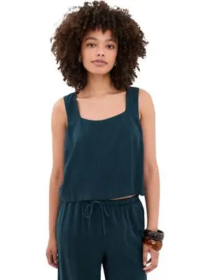 Z Supply Cropped Linen Tank - Eclipse