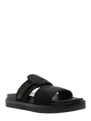 Calvin Klein Double Logo-print Slippers - Black