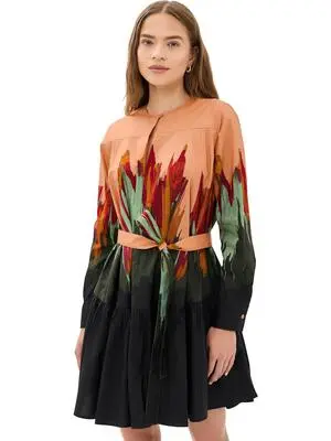 Ulla Johnson Noelia Mini Dress Abstract Print Poplin - Agate