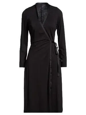 Majestic Filatures Lyocell And Organic Cotton Midi Wrap Dress - Black