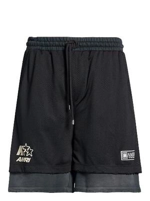 Amiri Two-tone Distressed Athletic Shorts - Black