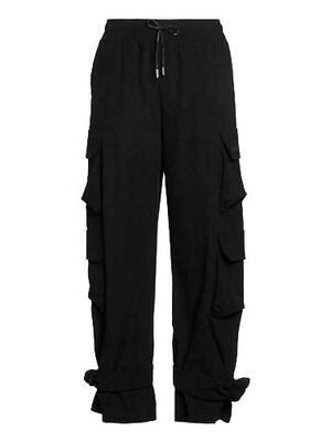 DISCLAIMER DISCLAIMER Black Polyester Cargo Pants With Drawstring Waist And Crystal Embellishments Black