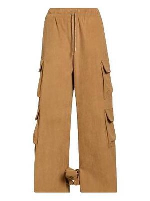 DISCLAIMER Polyester Cargo Pants With Drawstring Waist And Crystal Embellishments - Camel