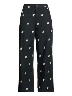 ARIZONA LOVE Wide Leg Embroidered Cotton Blend Pants - Black
