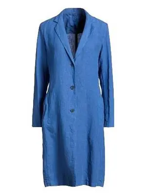 120% Lino Linen Overcoat & Trench Coat - Blue