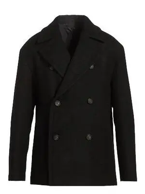 LANEUS Virgin Wool And Polyamide Pea Coat - Black
