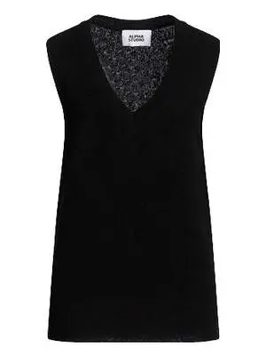 Alpha Studio Sleeveless V-neck Sweater - Black