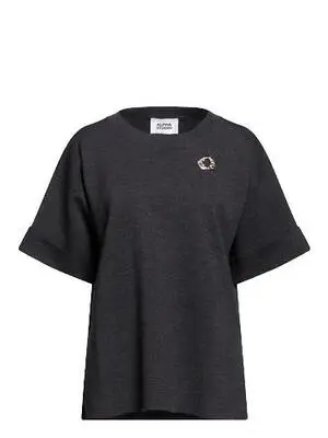 Alpha Studio Merino Wool Mélange Crewneck Sweater With Brooch Detail - Grey