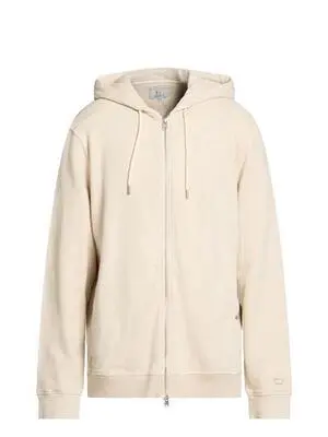 Woolrich Cotton And Linen Blend Zip-up Hoodie With Embroidered Logo - Beige